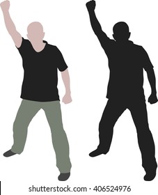 Isolated Man His Fist Raised Stock Vector (Royalty Free) 406524976 ...