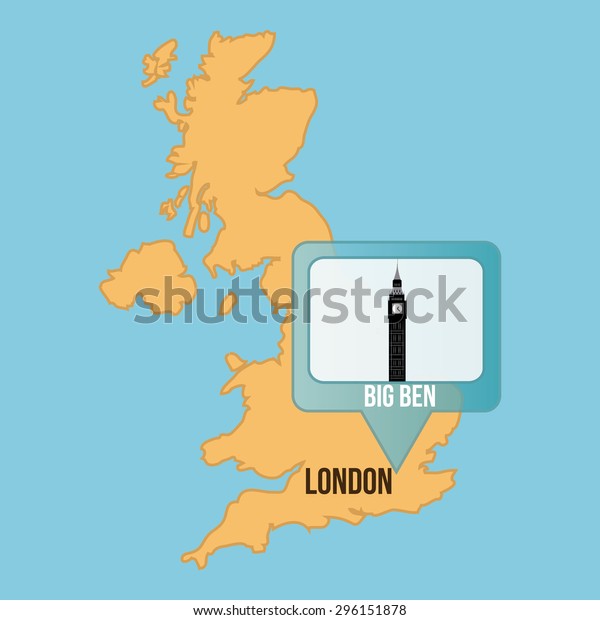 Isolated Map England Big Ben Vector Stock Vector (Royalty Free ...