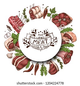 Isolated Meat Circle Different Color Meats Stock Vector (Royalty Free ...