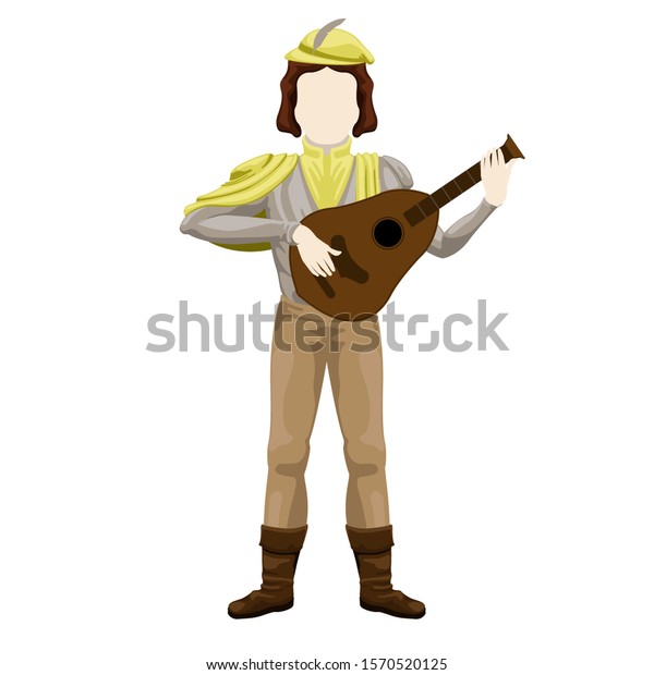 Isolated Medieval Bard Character Over White Stock Vector (Royalty Free ...