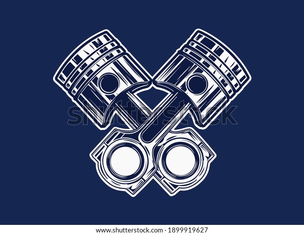 Isolated Monochrome Illustration Engine Piston On Stock Vector (Royalty Free) 1899919627