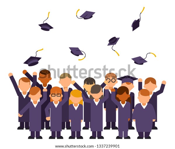 Isolated On White Students Crowd Celebrate Stock Vector (Royalty Free ...