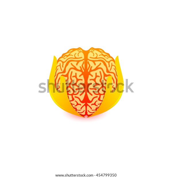 Isolated Orange Color Human Brain Hands Stock Vector (Royalty Free ...