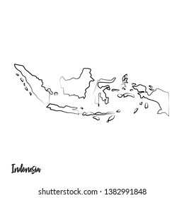 Indonesia Map Outline Graphic Freehand Drawing Stock Vector (Royalty ...