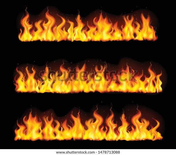 Isolated Realistic Fire Flame Borders Icon Stock Vector (Royalty Free ...