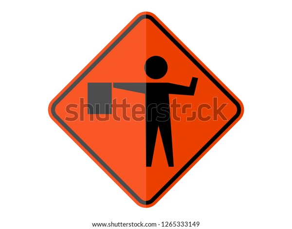 Isolated Road Sign Flagger Ahead On Stock Vector (Royalty Free) 1265333149