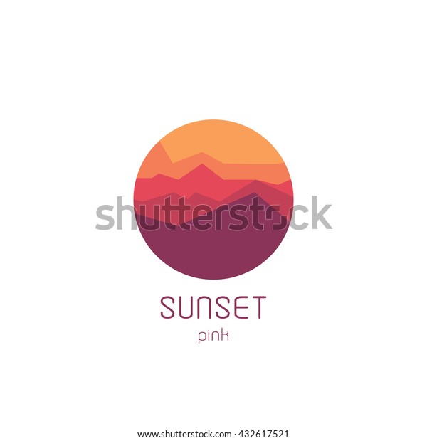 Isolated Round Sunset Vector Logo Mountains Stock Vector (Royalty Free ...