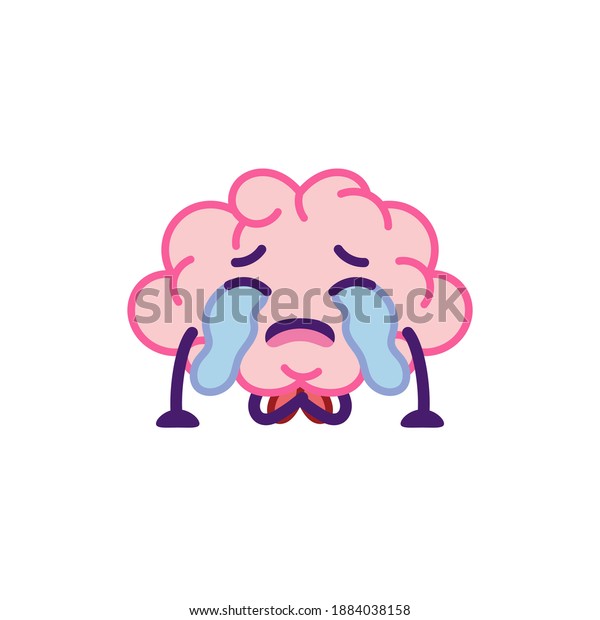 Isolated Sad Brain Cartoon Crying Vector Stock Vector (Royalty Free ...