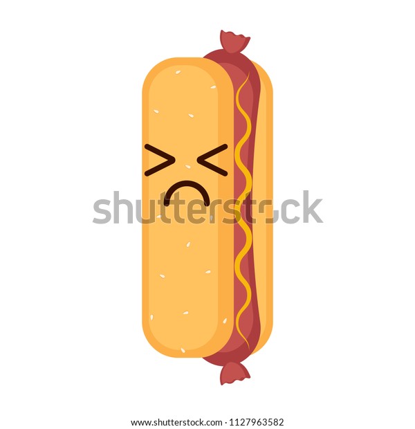 Isolated Sad Hot Dog Emote Stock Vector (Royalty Free) 1127963582 ...