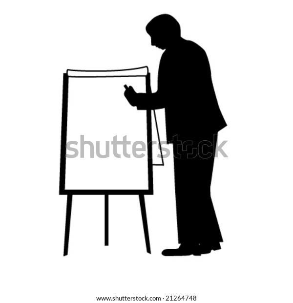Isolated Silhouette Young Manager Writing On Stock Vector (Royalty Free ...
