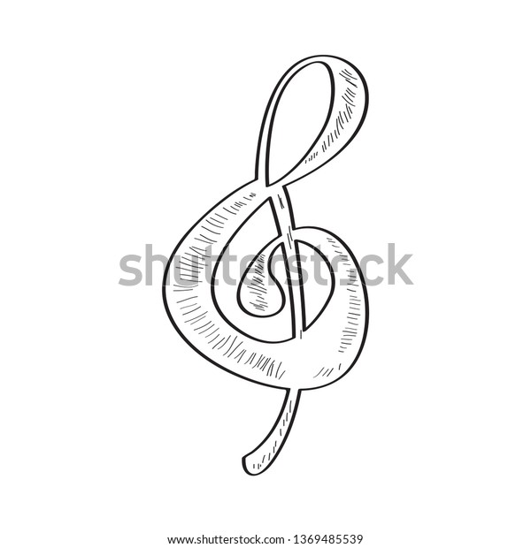 Isolated Treble Clef Sketch Comic Musical Stock Vector (Royalty Free ...