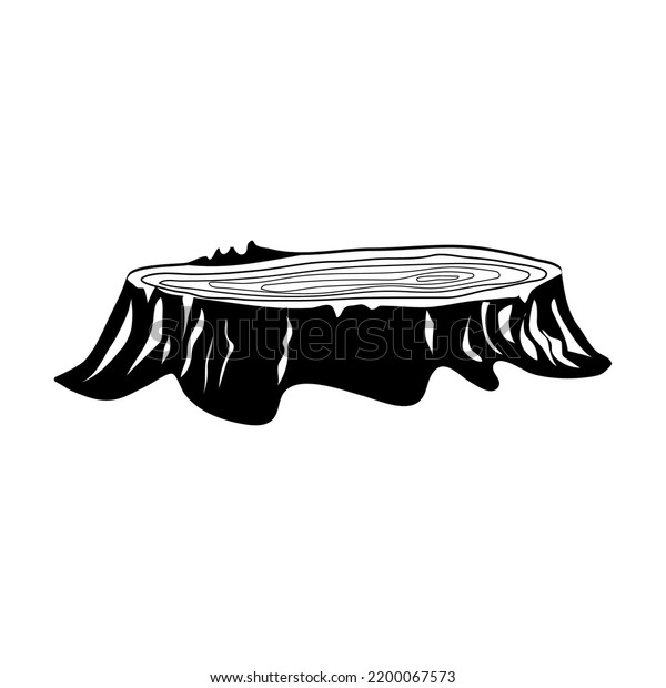 Isolated Tree Stump Dark Engraved Silhouettes Stock Vector (Royalty ...