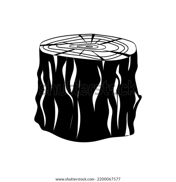 Isolated Tree Stump Dark Engraved Silhouettes Stock Vector (Royalty ...