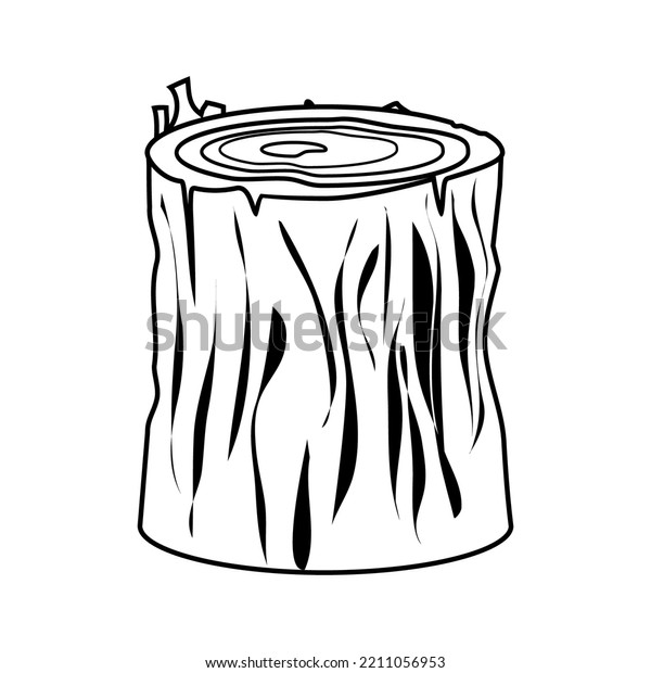 Isolated Tree Stump Outline Engraved Silhouettes Stock Vector (Royalty ...