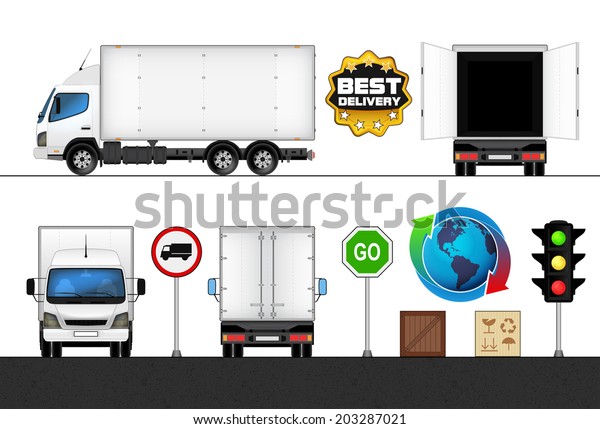Isolated Truck Transport Collection Vector Illustration Stock Vector ...