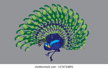Isolated Vector Colourful Dancing Peacock Presented Stock Vector ...