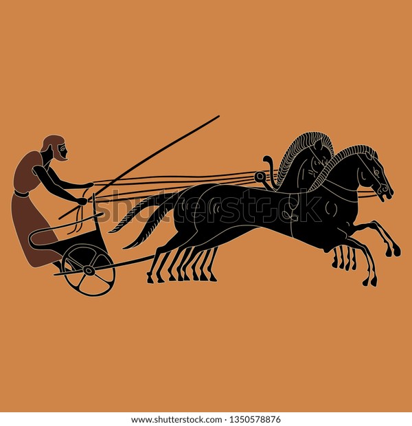 Isolated Vector Illustration Ancient Greek Chariot Stock Vector ...