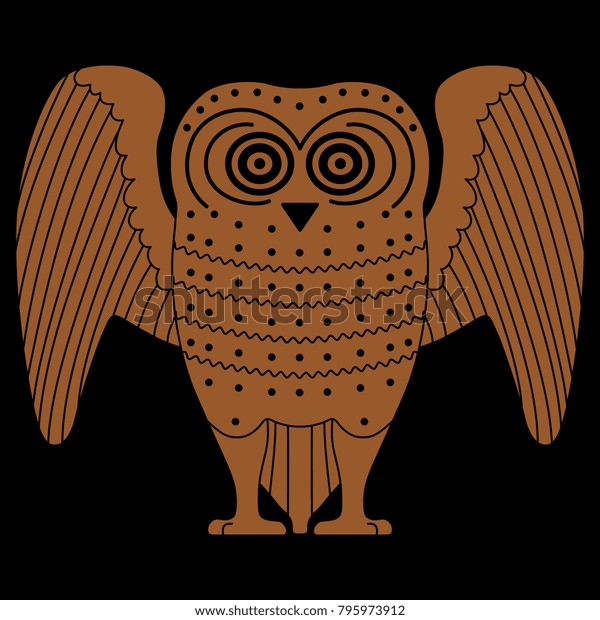 Isolated Vector Illustration Ancient Greek Owl Stock Vector (Royalty ...