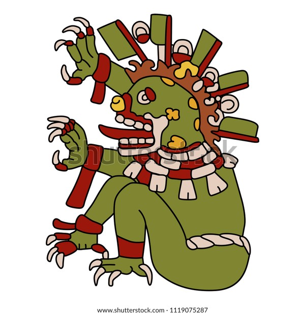 Isolated vector illustration. Ancient Mexican monster god of death ...