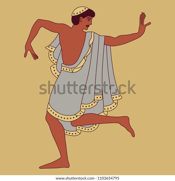 Isolated Vector Illustration Dancing Etruscan Young Stock Vector ...