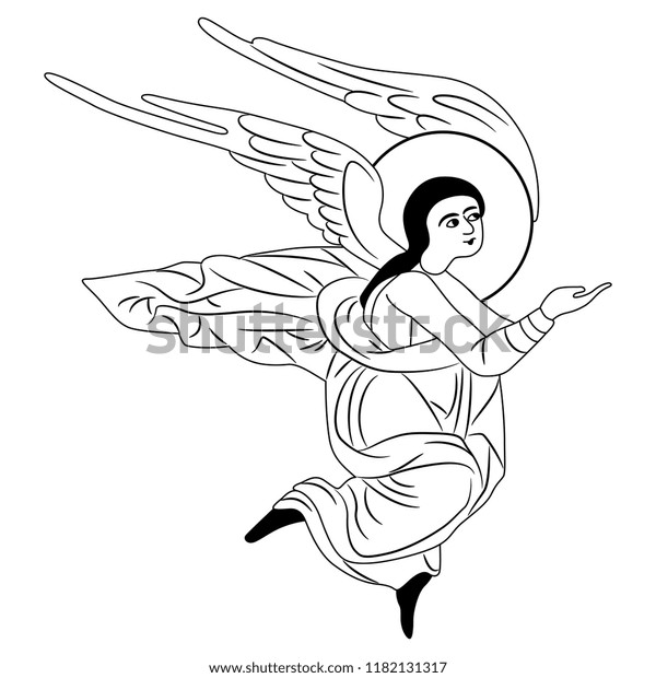 Isolated Vector Illustration Flying Angel Based Stock Vector (Royalty ...