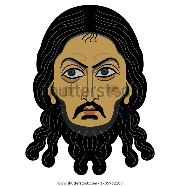 Isolated Vector Illustration Head Jesus Christ Stock Vector (Royalty ...