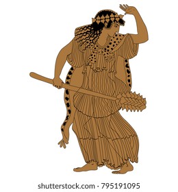 Isolated Vector Illustration Maenad Thyrsus Ancient Stock Vector ...