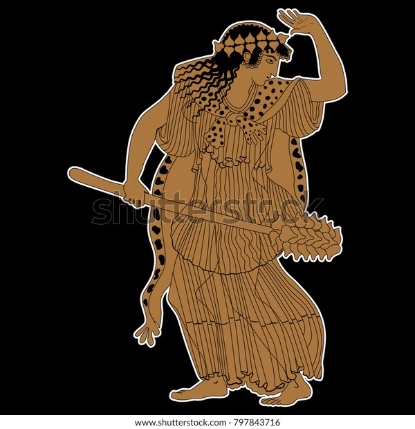 Isolated Vector Illustration Maenad Thyrsus Dynamic Stock Vector ...