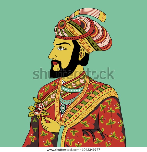 Isolated Vector Illustration Portrait Medieval Indian Stock Vector ...