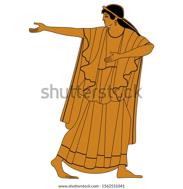 Isolated vector illustration. Silhouette of ancient Greek woman in long ...
