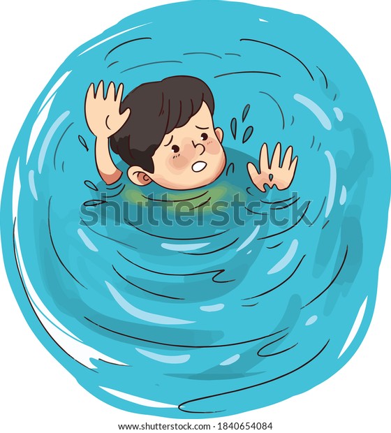 Stock vektor „Isolated Vector Illustration Young Kid Drowning“ (bez ...