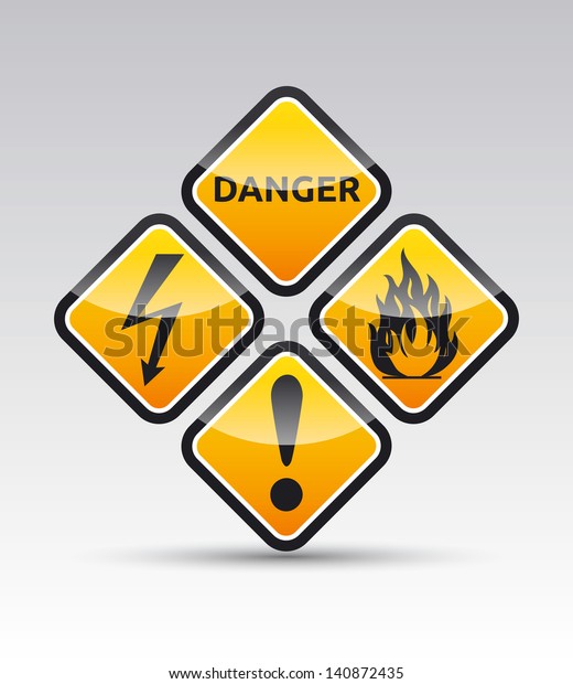 Isolated Vector Orange Danger Sign Collection Stock Vector (Royalty ...