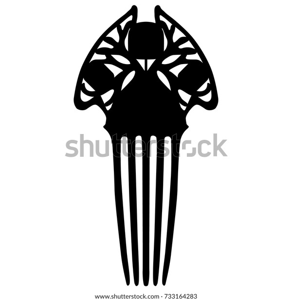 Isolated Vector Silhouette Decorative Antique Comb Stock Vector ...