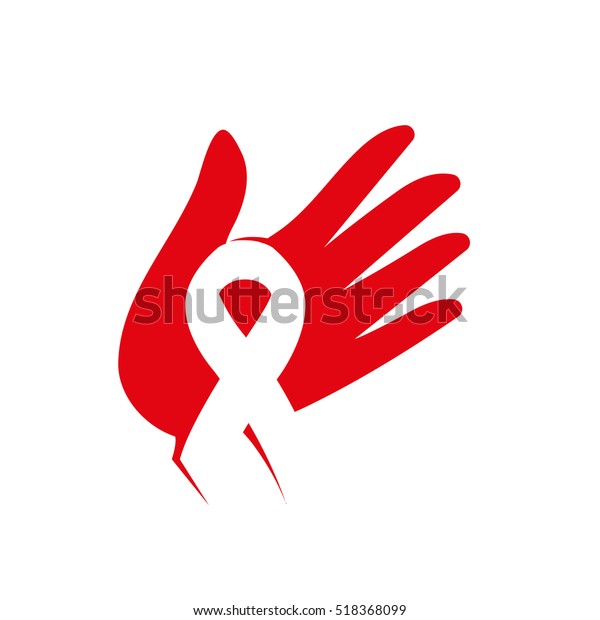 Isolated White Ribbon Red Human Hand Stock Vector (Royalty Free ...
