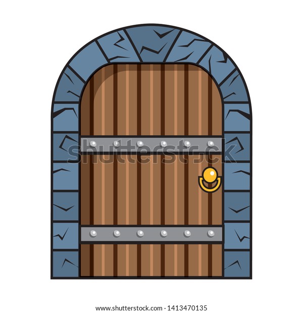 Isolated Wood Medieval Door Vector Illustration Stock Vector (Royalty ...