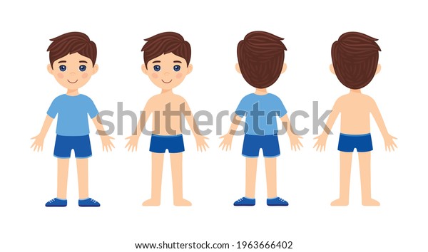 Isolated Young Cute Boy Front Back Stock Vector (Royalty Free ...