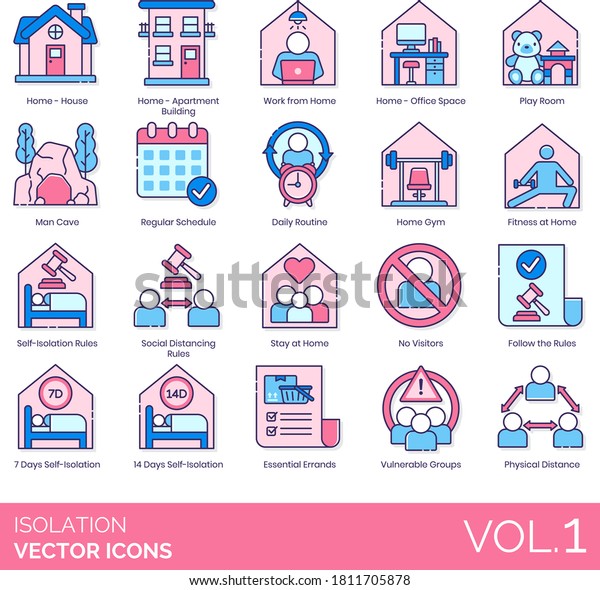 Isolation Icons Including Work Home Office Stock Vector (Royalty Free ...