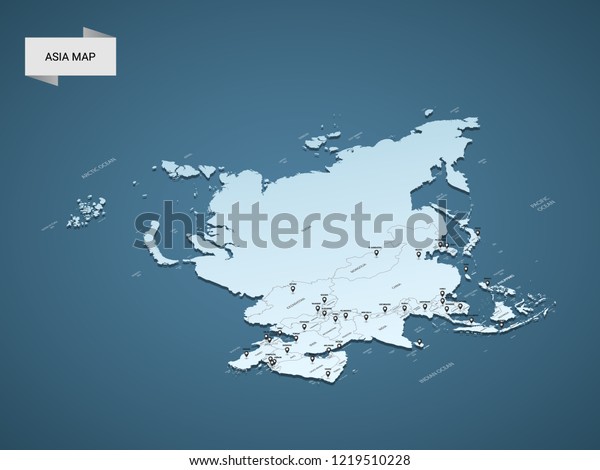 Isometric 3d Asia Map Vector Illustration Stock Vector (Royalty Free ...