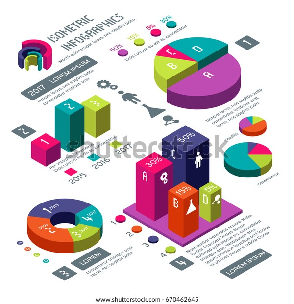 Isometric 3d Business Vector Infographic Color Stock Vector (Royalty ...