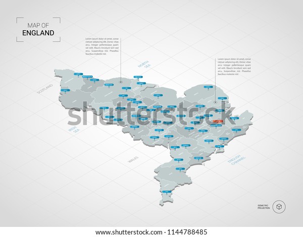 Isometric 3d England Map Stylized Vector Stock Vector (Royalty Free ...