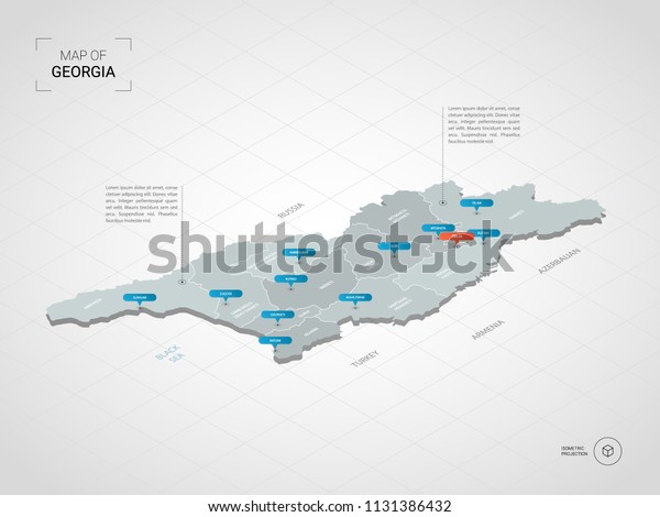 Isometric 3d Georgia Map Stylized Vector Stock Vector (Royalty Free ...