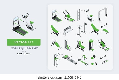 Isometric 3d Gym Equipment Set Vector Stock Vector (Royalty Free ...