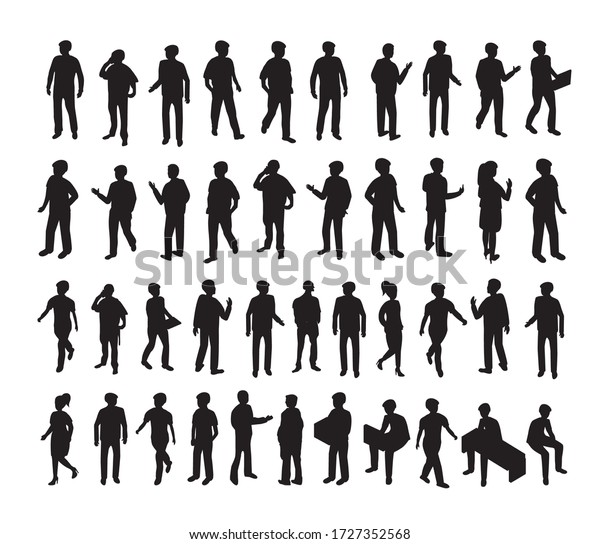 Isometric 3d Illustration Set Silhouettes People Stock Vector (Royalty ...