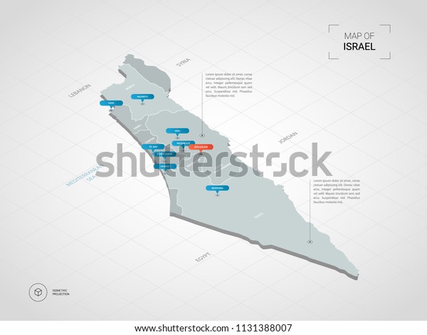 Isometric 3d Israel Map Stylized Vector Stock Vector (Royalty Free ...