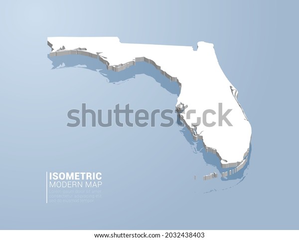 Isometric 3d Map Florida Stylized Vector Stock Vector (Royalty Free ...