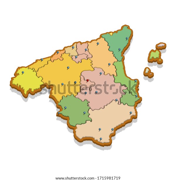 Isometric 3d Map Spain Regions Isolated Stock Vector (Royalty Free ...