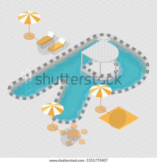 Isometric 3d Swimming Pool Creative Alphabet Stock Vector (Royalty Free ...