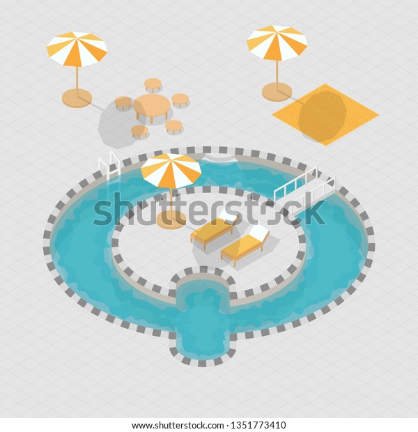 Isometric 3d Swimming Pool Creative Alphabet Stock Vector (Royalty Free ...