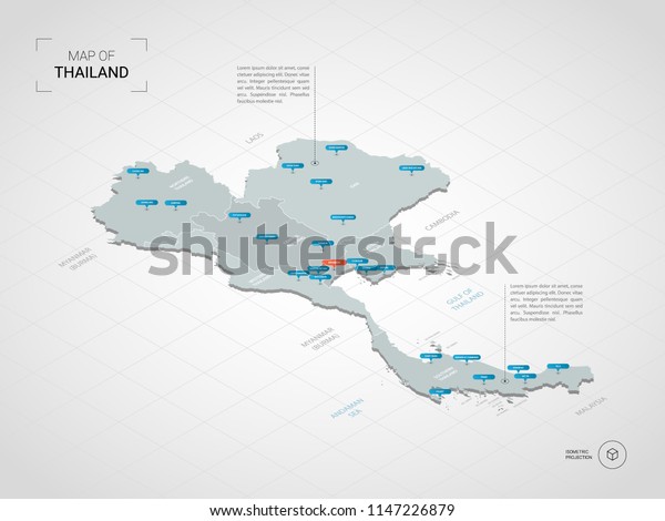 Isometric 3d Thailand Map Stylized Vector Stock Vector (Royalty Free ...