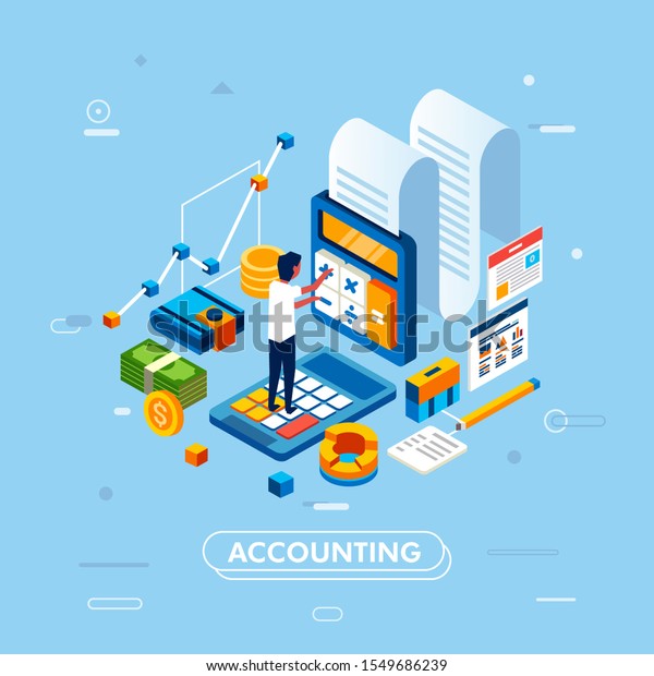 Isometric 3d Vector Illustration Accounting Administration Stock Vector ...